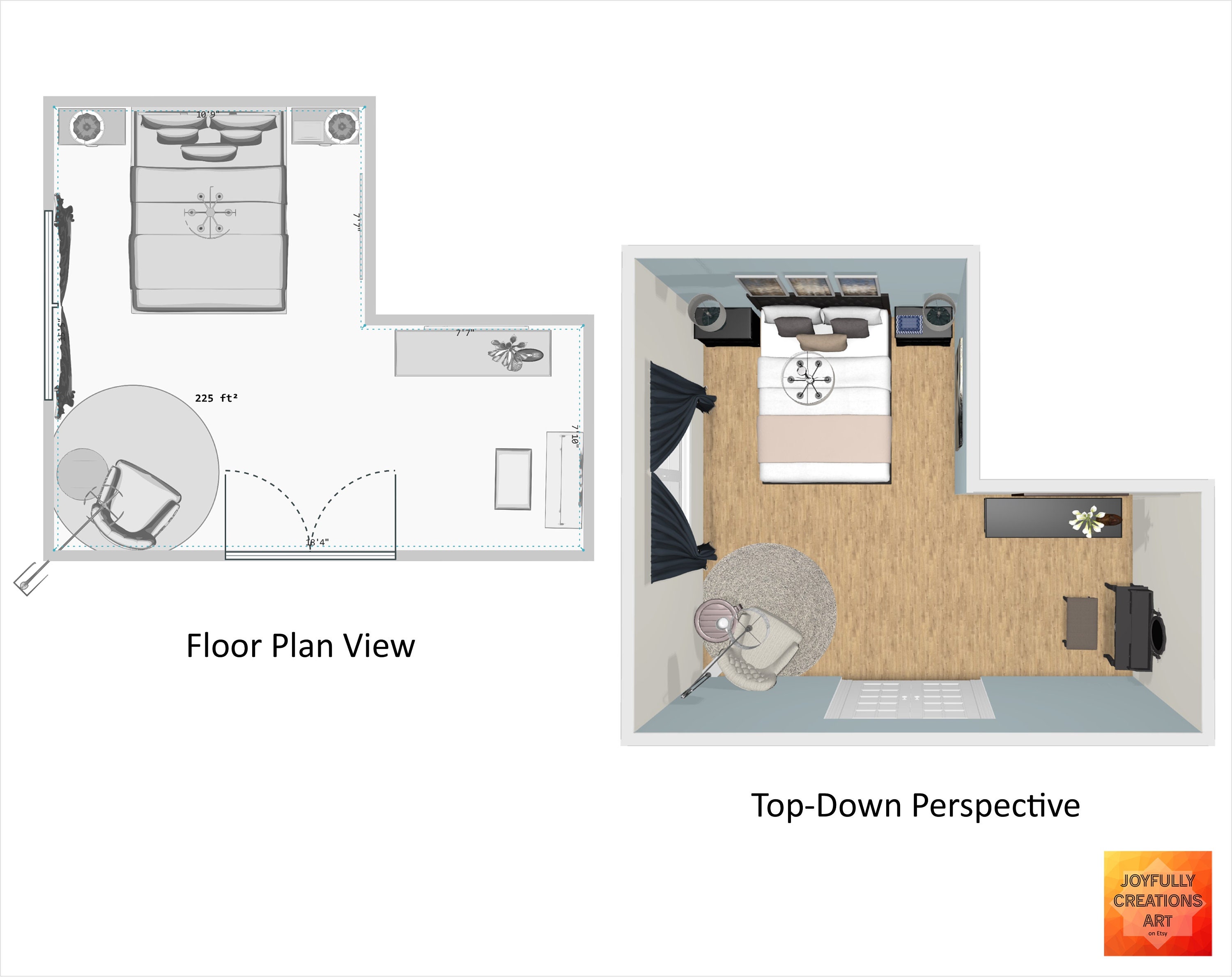 3-room Online Interior Design Service Room Layout. Custom Online ...