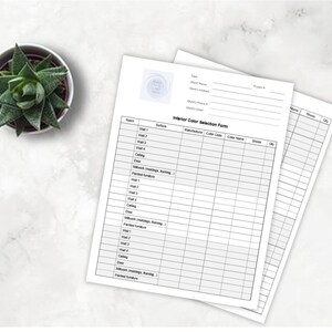 Interior Paint Color Selection Form. Color Tracker, Home Paint Color ...