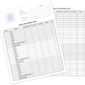Interior Paint Color Selection Form. Color Tracker, Home Paint Color ...