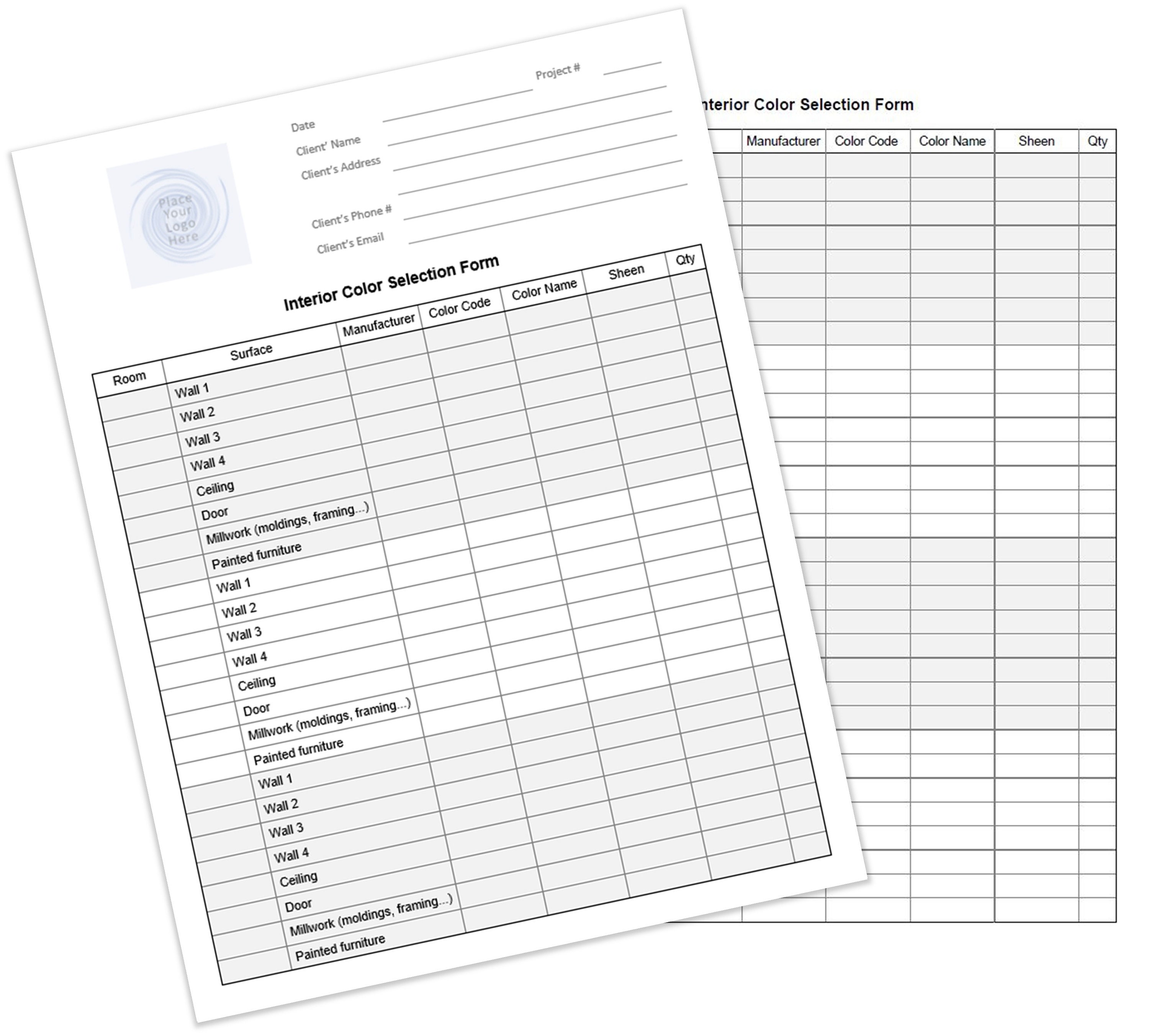 Interior Paint Color Selection Form. Color Tracker, Home Paint Color ...