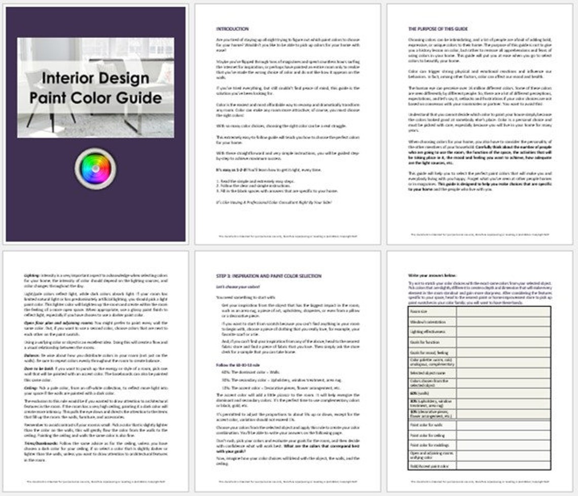 DIY Interior Design Paint Color Guide for Selecting Paint Color for the ...