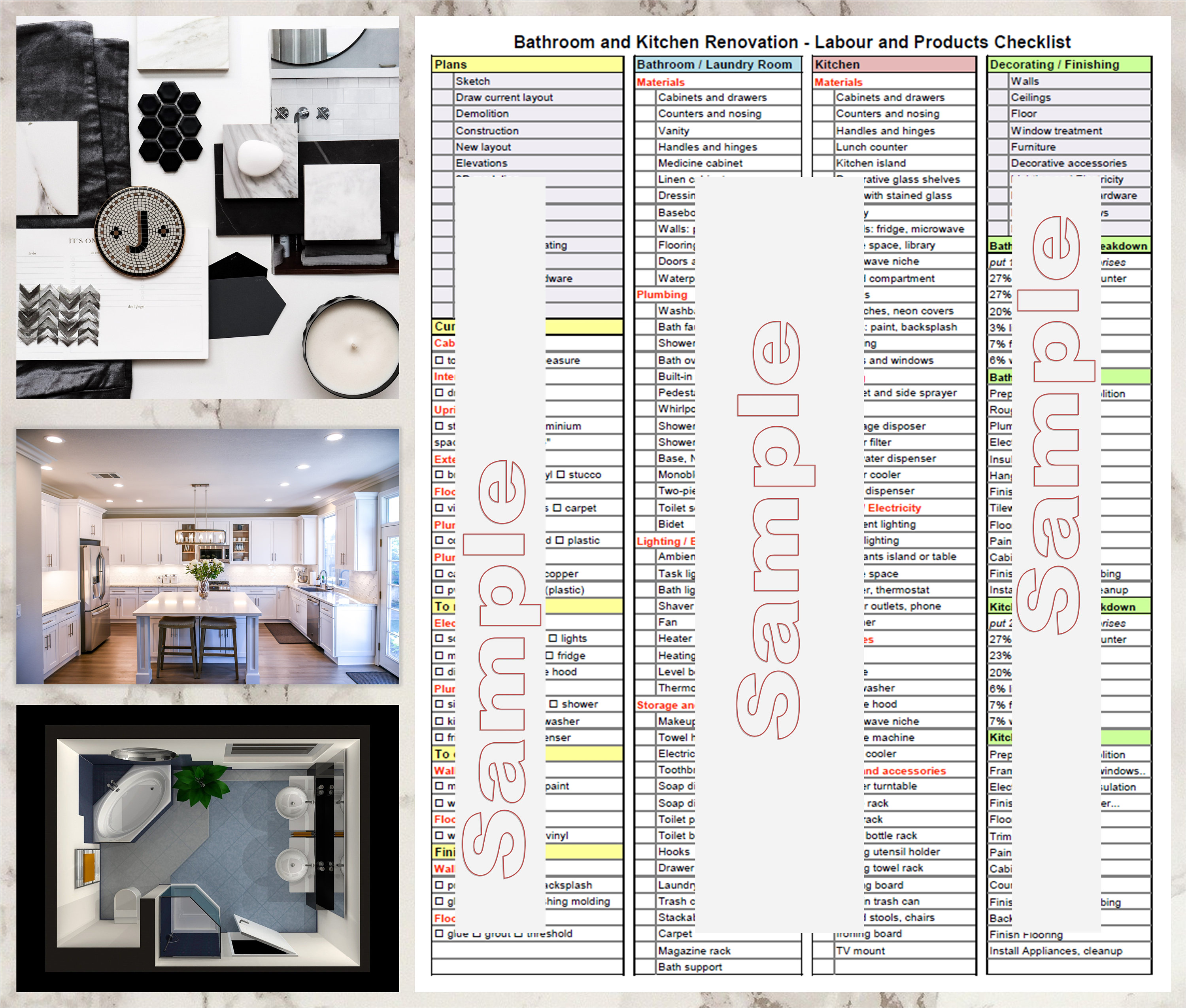 Kitchen and Bathroom Renovation Checklist, a Complete List of Products ...