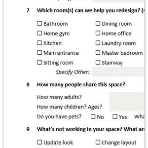 Interior Design Client Questionnaire • Initial Consultation Client ...