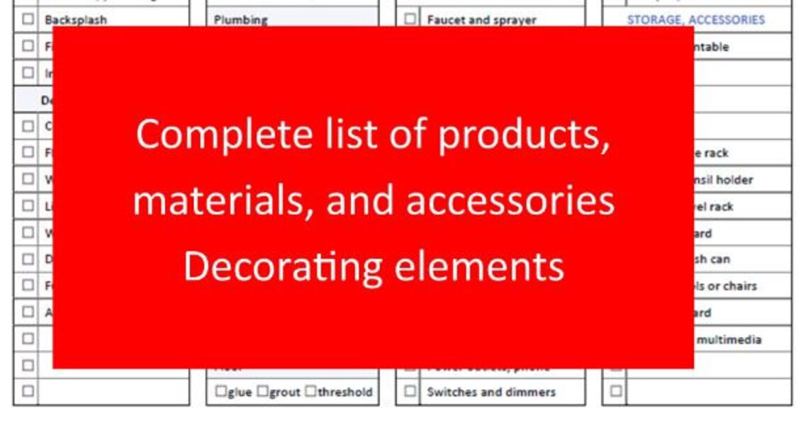 Kitchen Renovation Checklist Interior Design Checklist for - Etsy