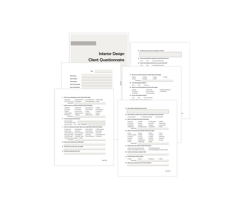 Interior Design Client Questionnaire Fully Editable and Customizable ...