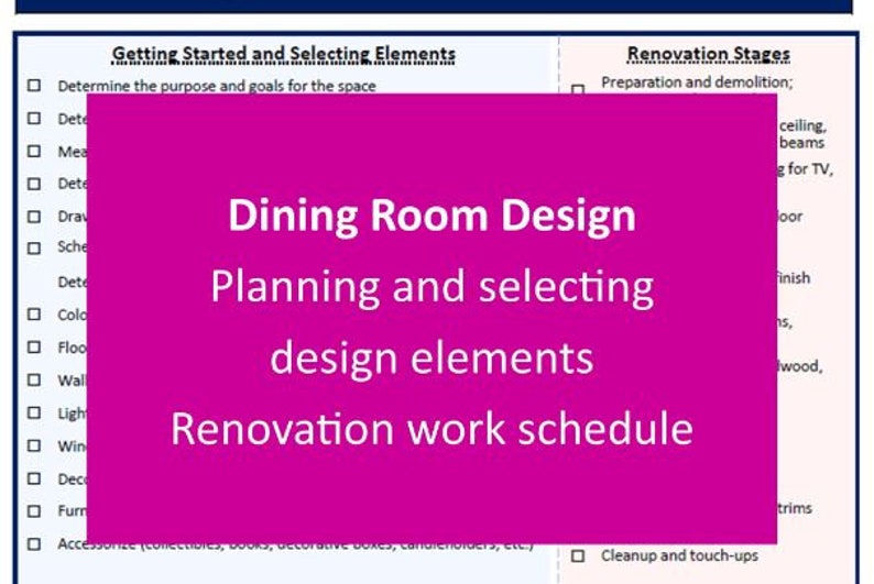 Dining Room Checklist Interior Design Checklist Dining Room Design ...