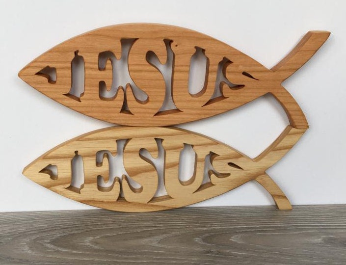 Wooden Jesus Fish, Wooden Ichthys Fish, Wooden Religion Items ...