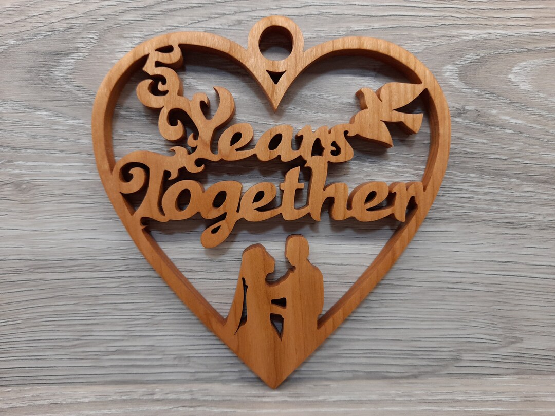 5th Year Anniversary 5 Years Together Wooden Anniversary - Etsy