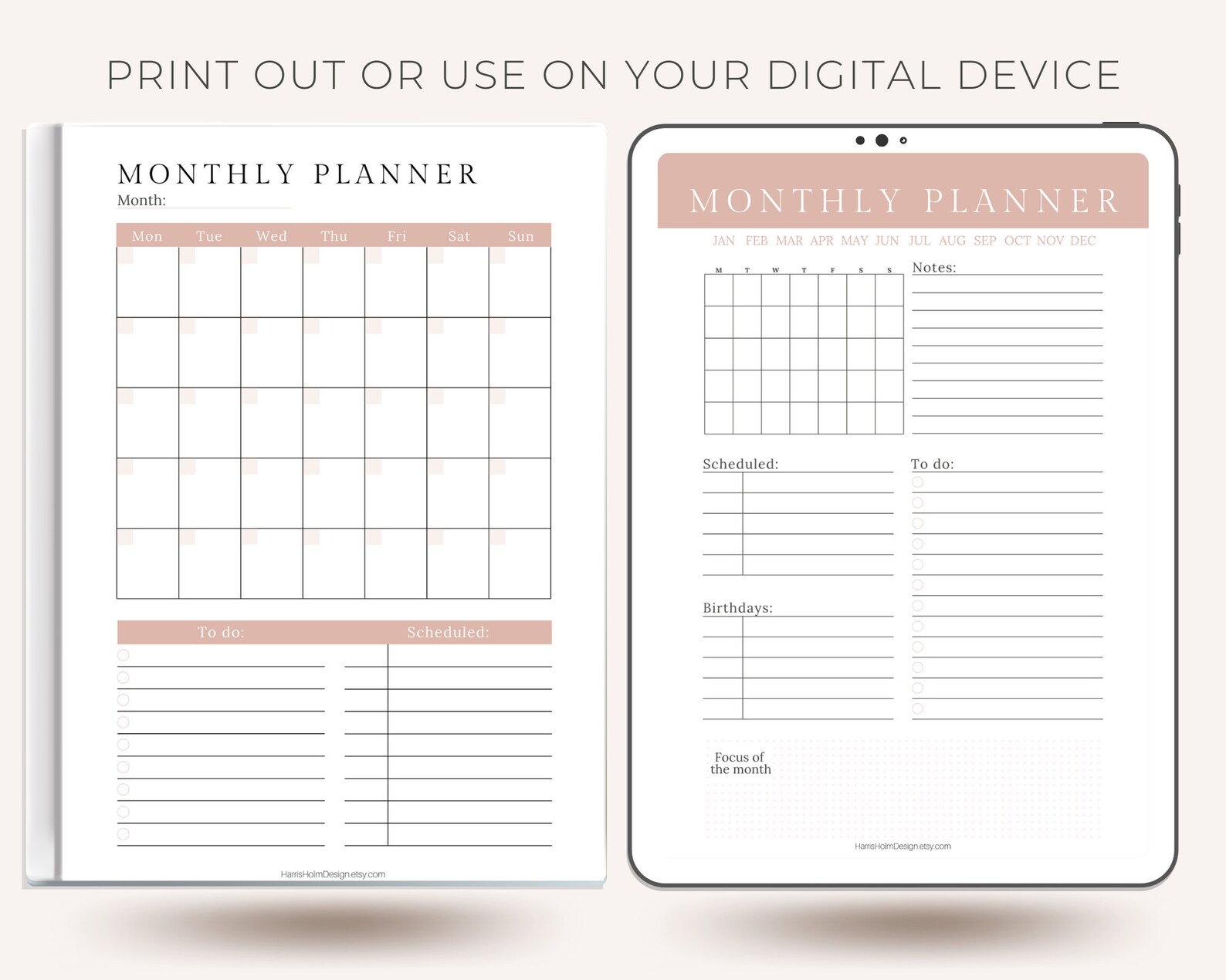 Monthly Planner Monthly Schedule Calendar Printable Calendar Monthly ...