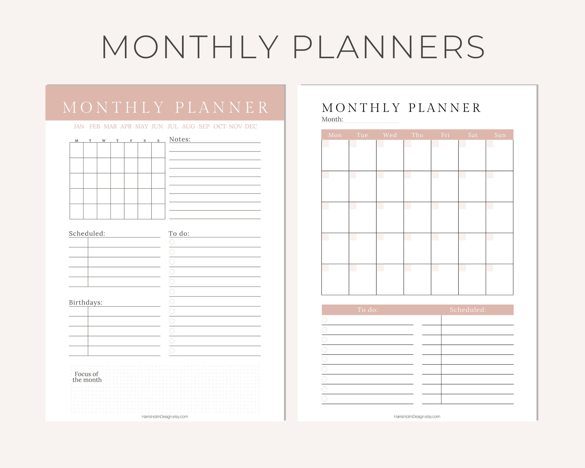 Monthly Planner Monthly Schedule Calendar Printable Calendar Monthly ...