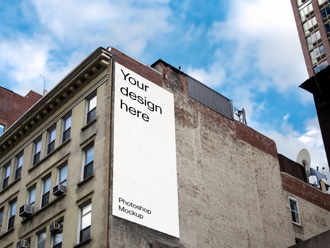 Photoshop Mockup Billboard Painted Mural Mockup Urban Building Mockup ...