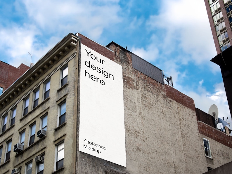 Photoshop Mockup Billboard Painted Mural Mockup Urban Building Mockup ...