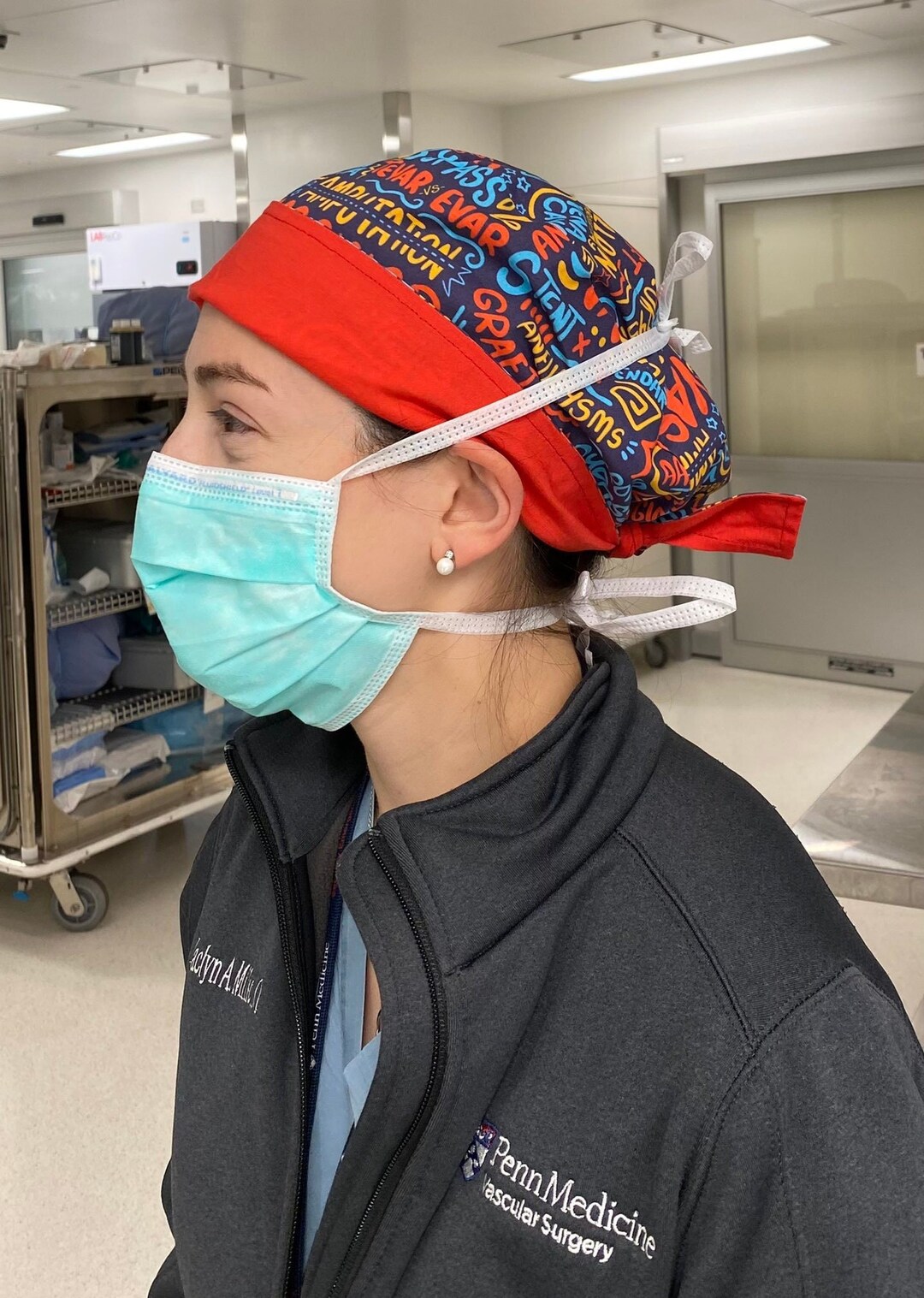 Scrub Cap Lined Surgical Hat. Vascular Surgeon. Different Patterns and ...