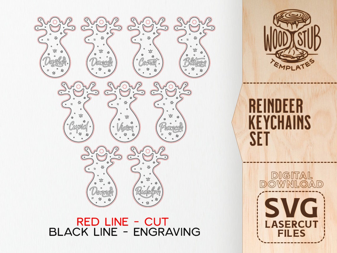 Reindeer Keychain SVG, Christmas Deer SVG, Christmas Laser File ...