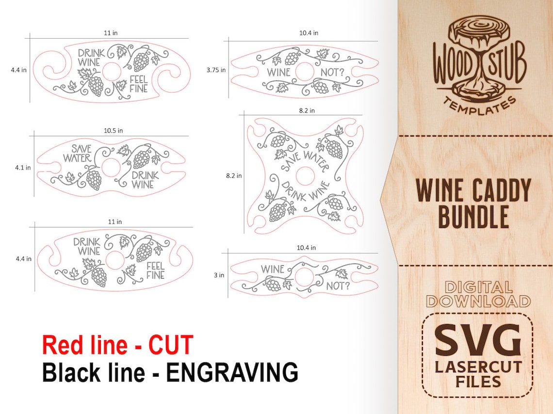 Wine Caddy SVG Bundle Wine Holder SVG Wine Glass Holder - Etsy Canada