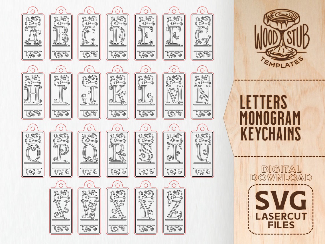Letters Keychains SVG Monogram SVG Monogram Laser File - Etsy