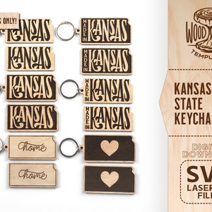Kansas SVG Kansas Keychain SVG Kansas Glowforge SVG Kansas - Etsy