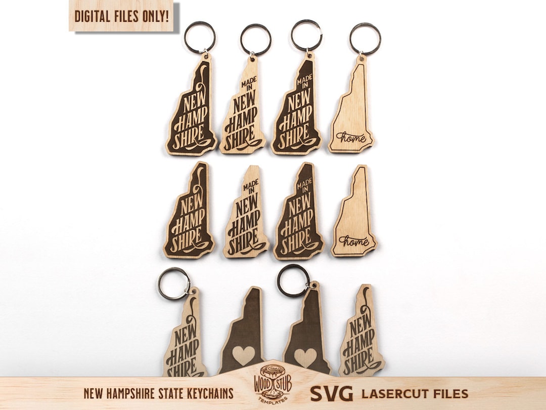 New Hampshire SVG, New Hampshire Keychain, New Hampshire Glowforge SVG ...