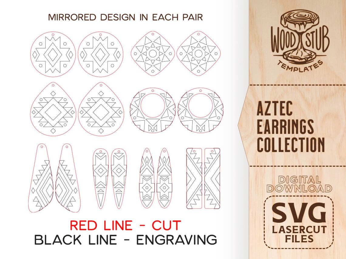 Aztec Earrings SVG Aztec Earrings Earrings SVG Boho - Etsy