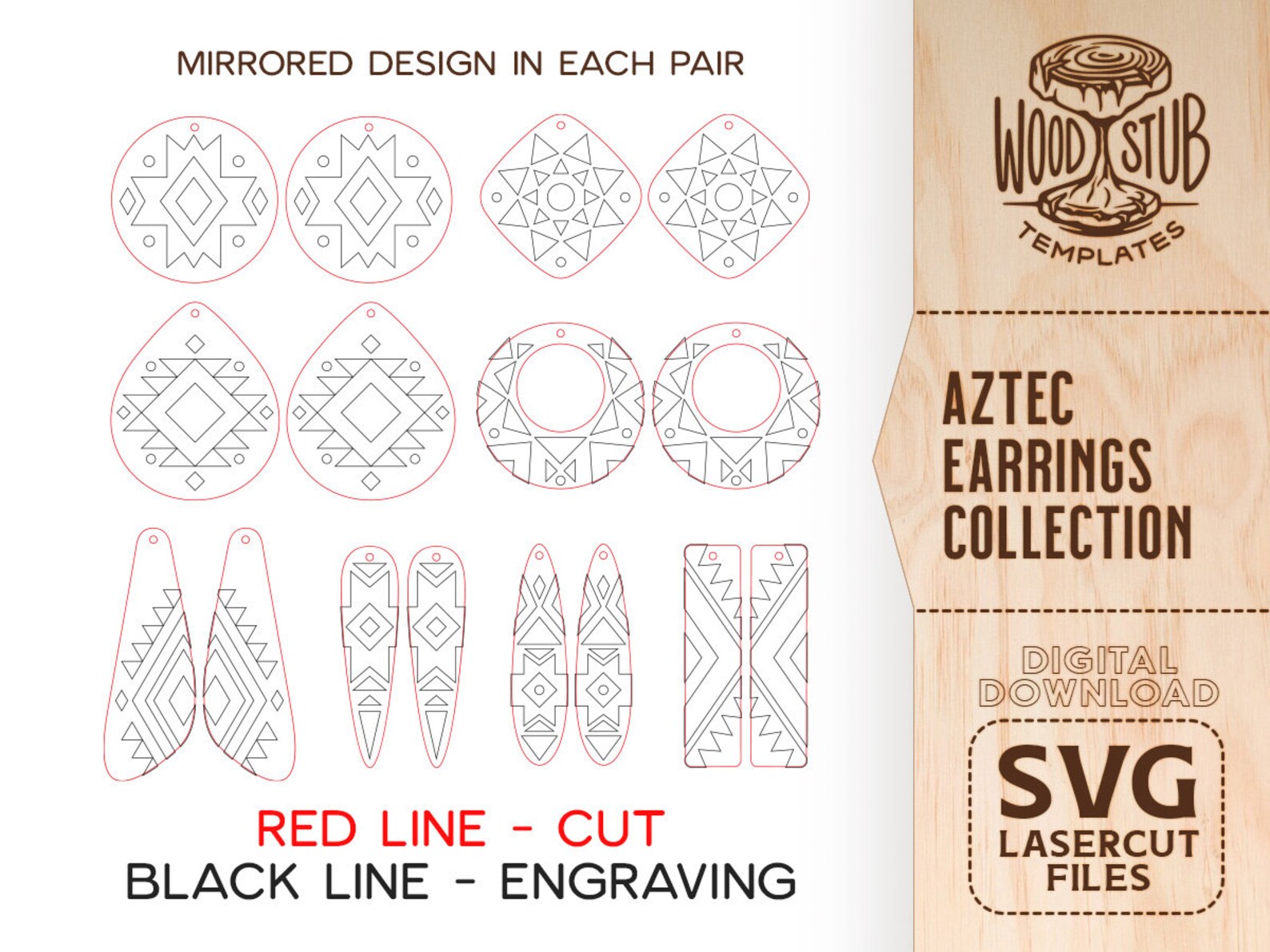 Aztec Earrings SVG Aztec Earrings Earrings SVG Boho - Etsy