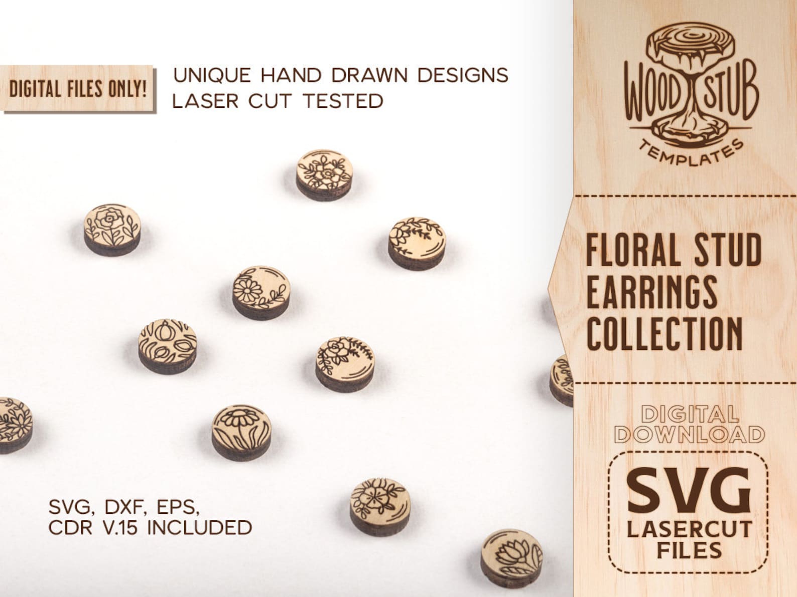 Floral Earrings SVG, Stud Earrings SVG, Flower Earrings Svg, Earrings ...