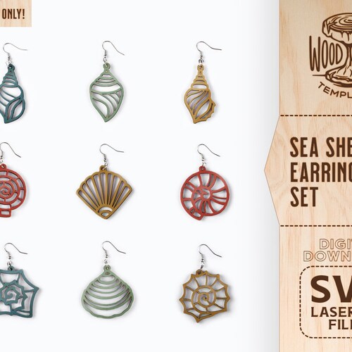 Sea Shell Earrings SVG Earrings SVG Earrings Laser File - Etsy