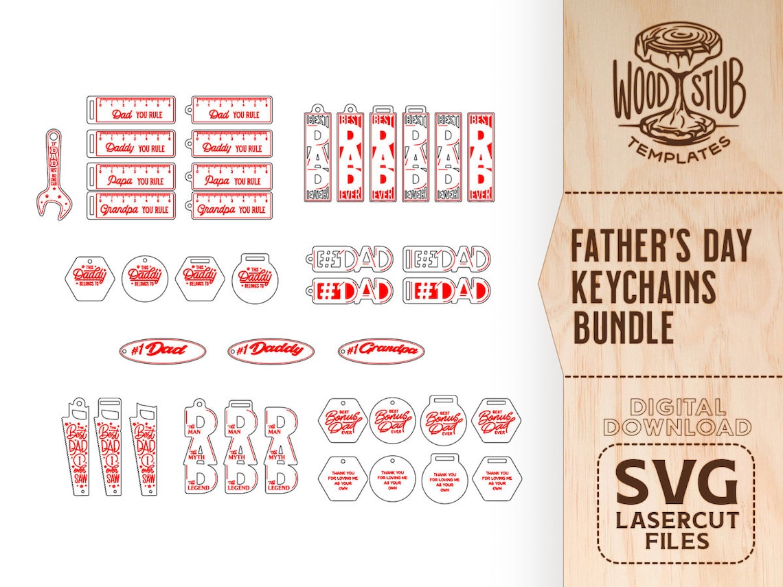 Fathers Day Keychain Bundle SVG Dad Keychain SVG Fathers | Etsy Canada