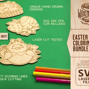 Easter Coloring Kit for Kids, Easter Ornaments SVG, Easter Laser File ...