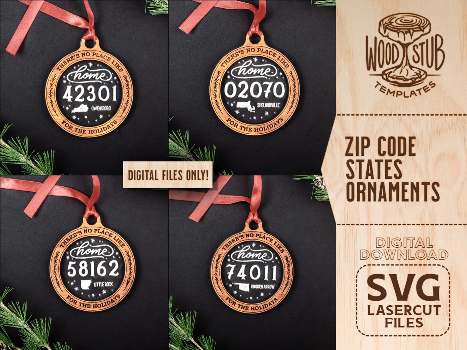 Custom Zip Code SVG Zip Code Ornament Family Ornament SVG | Etsy