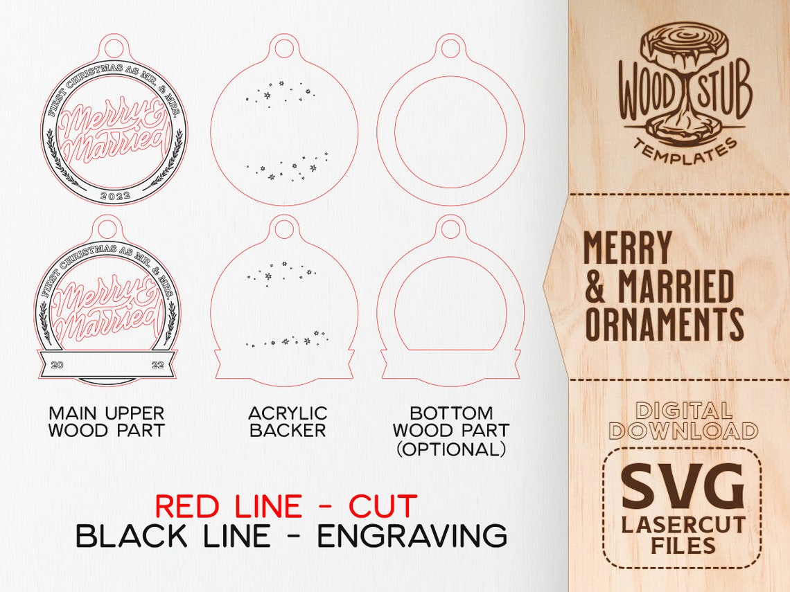 Merry and Married SVG Family Ornament SVG Christmas - Etsy
