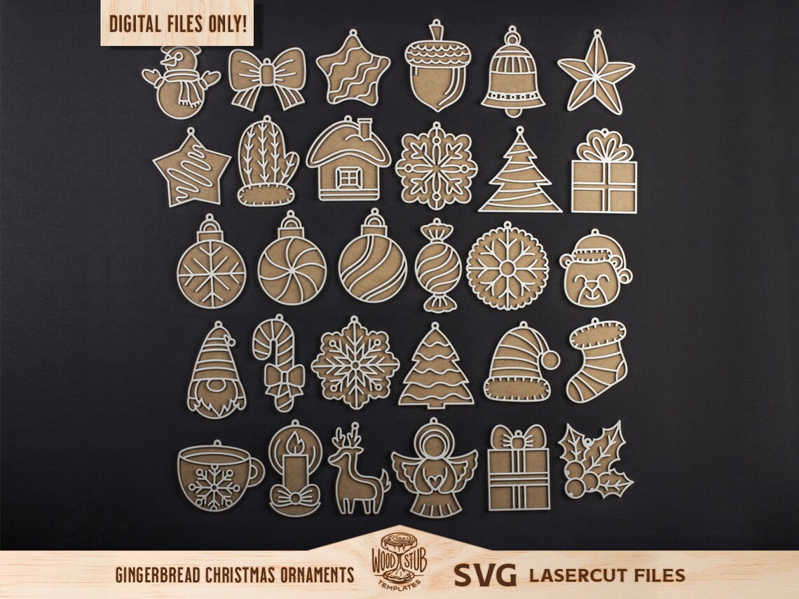 Gingerbread Ornaments SVG, Christmas Ornaments SVG, Christmas Laser ...