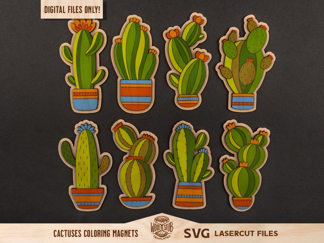 Cactus Magnets SVG Bundle: Laser Cut Files (digital Download) - Etsy
