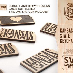 Kansas SVG, Kansas Keychain SVG, Kansas Glowforge SVG, Kansas Home Sign ...
