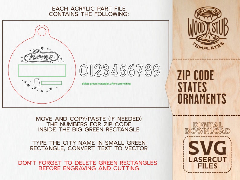 Custom Zip Code SVG Zip Code Ornament Family Ornament SVG - Etsy