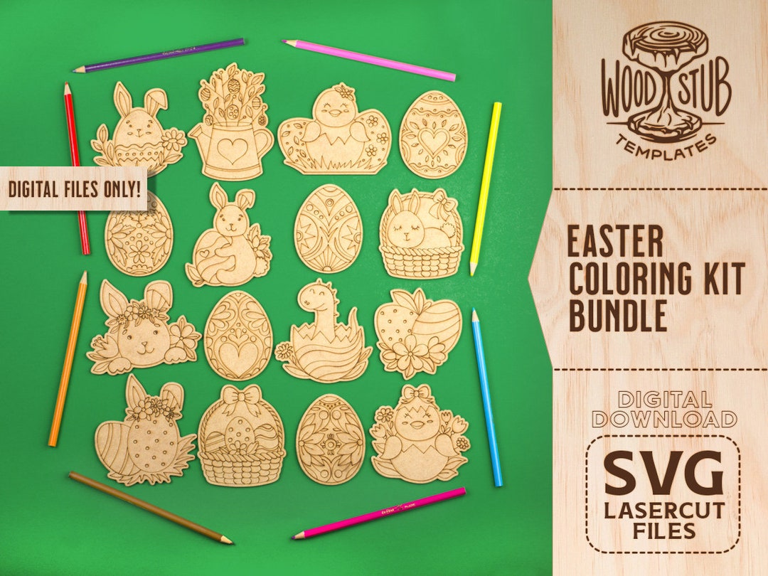 Easter Coloring Kit for Kids Easter Ornaments SVG Easter - Etsy