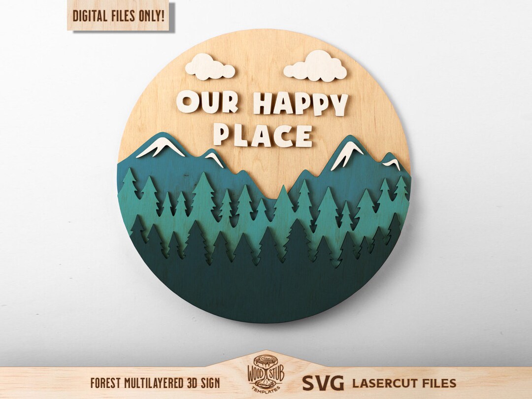 3D Forest SVG, Layered Forest SVG, Forest Sign Svg, Forest Wall Art ...