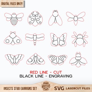 Insect Earrings SVG, Bee Earrings SVG, Earrings Laser File, Stud ...