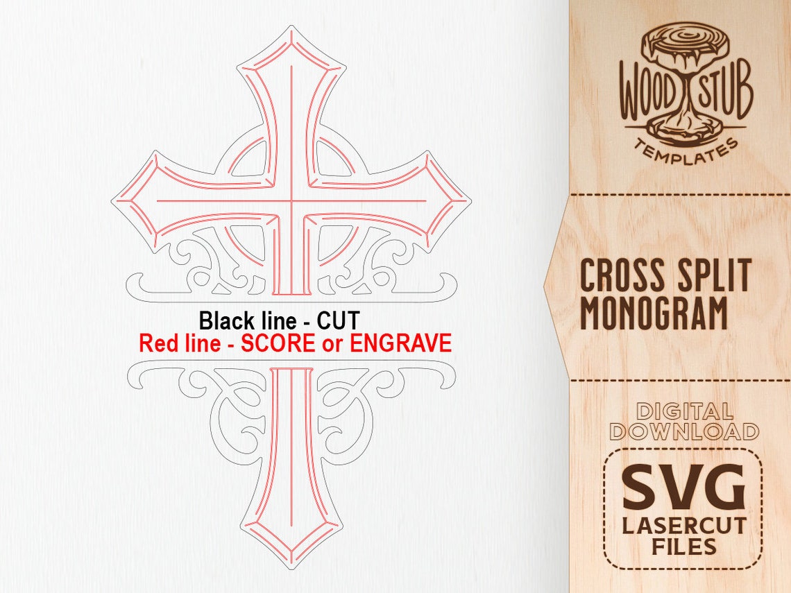 Cross SVG Cross Monogram SVG Split Letter Cross Cross Split - Etsy