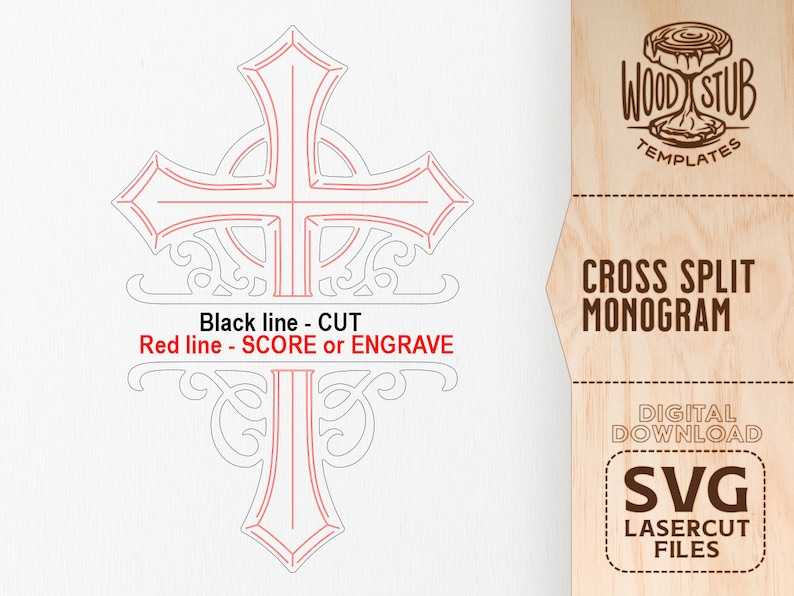 Cross SVG Cross Monogram SVG Split Letter Cross Cross Split - Etsy