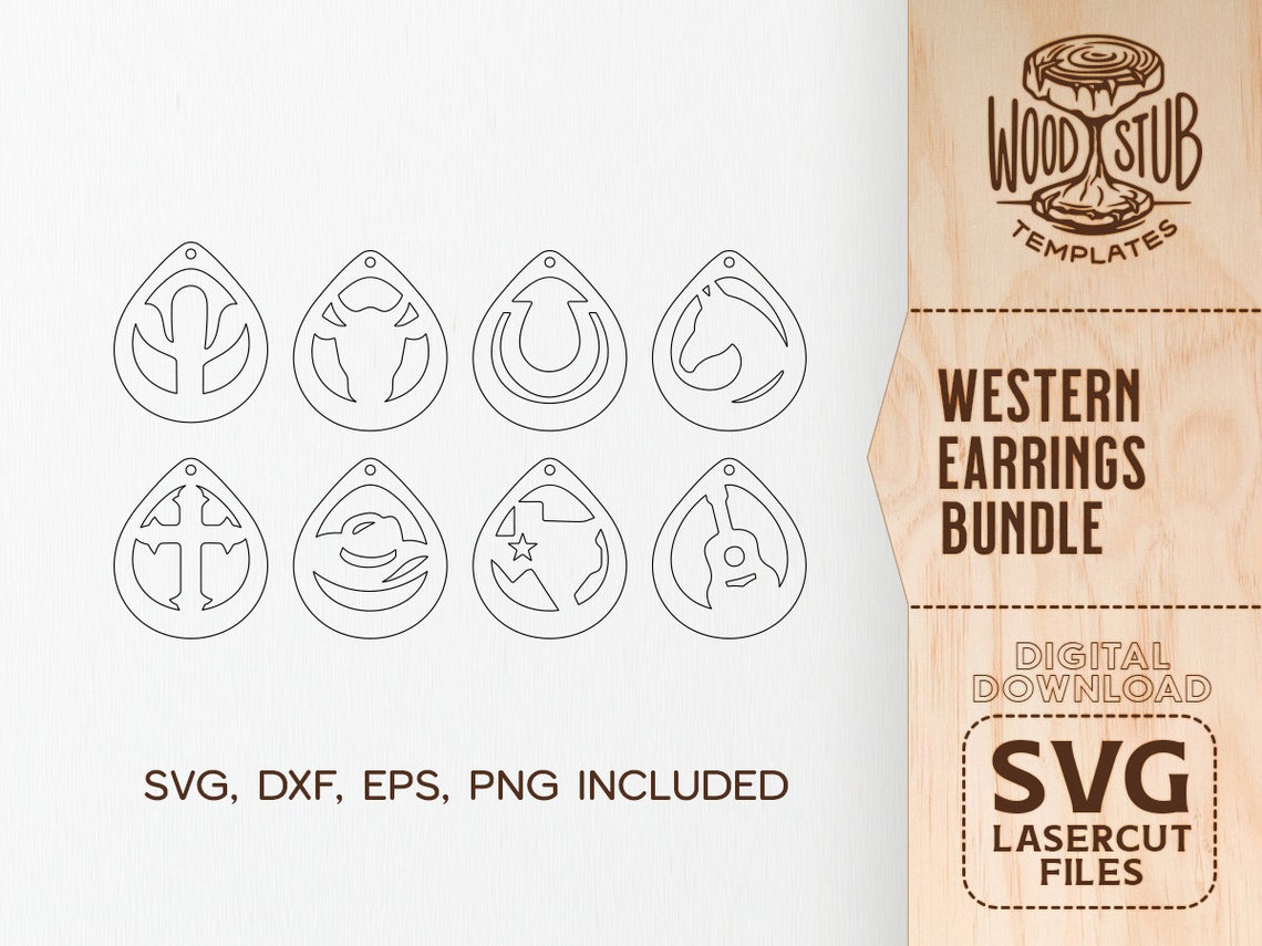 8 Western Earrings SVG Earrings SVG Teardrop Earring - Etsy
