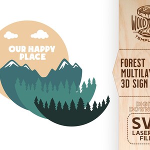 3D Forest SVG, Layered Forest SVG, Forest Sign Svg, Forest Wall Art ...