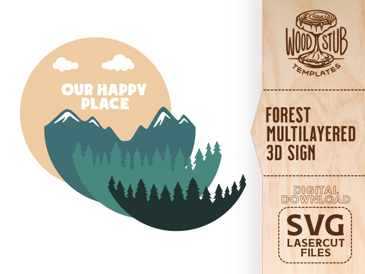 3D Wald SVG, geschichteten Wald SVG, Wald Zeichen svg, Wald Wandkunst ...