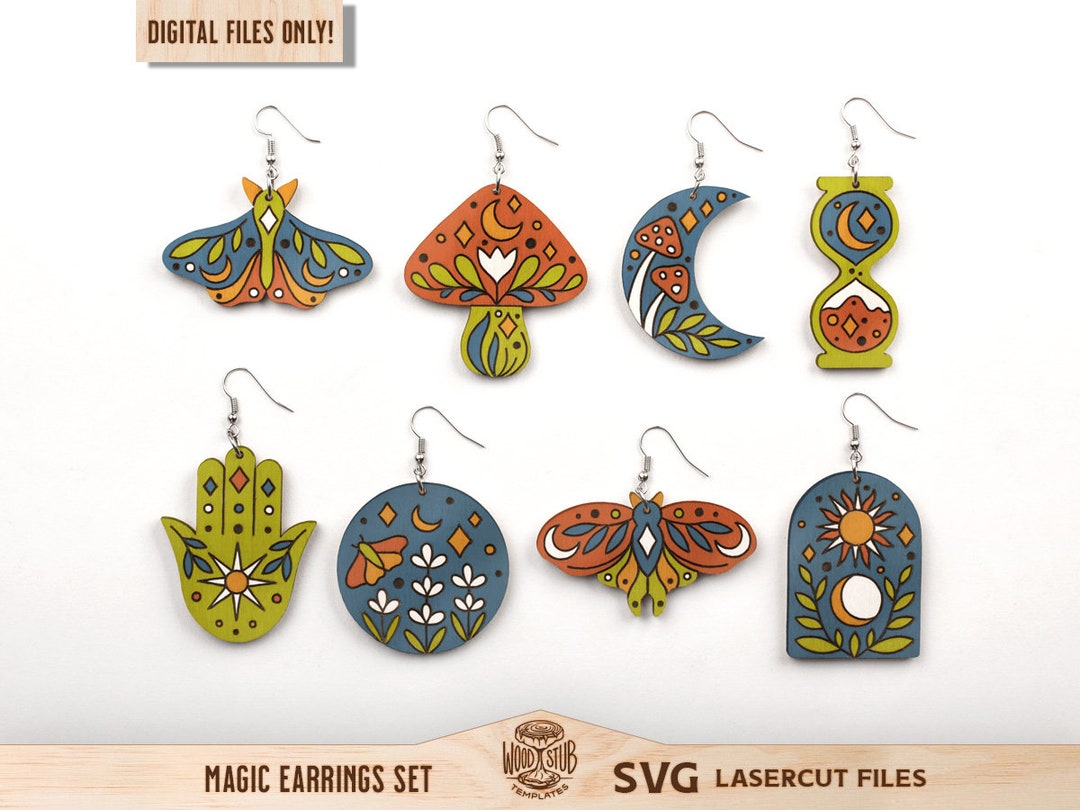 Magic Earrings SVG, Earrings SVG, Magical Earrings, Glowforge Earrings ...