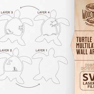 3D Turtle SVG, Layered Turtle SVG, Sea Turtle Svg, Turtle Wall Art ...