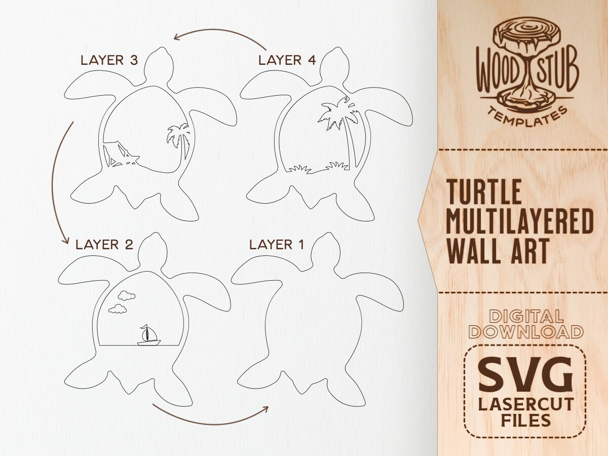 3D Turtle SVG Layered Turtle SVG Sea Turtle Svg Turtle Wall - Etsy
