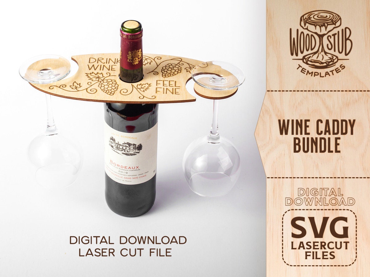 Wine Caddy SVG Bundle Wine holder SVG Wine Glass Holder | Etsy