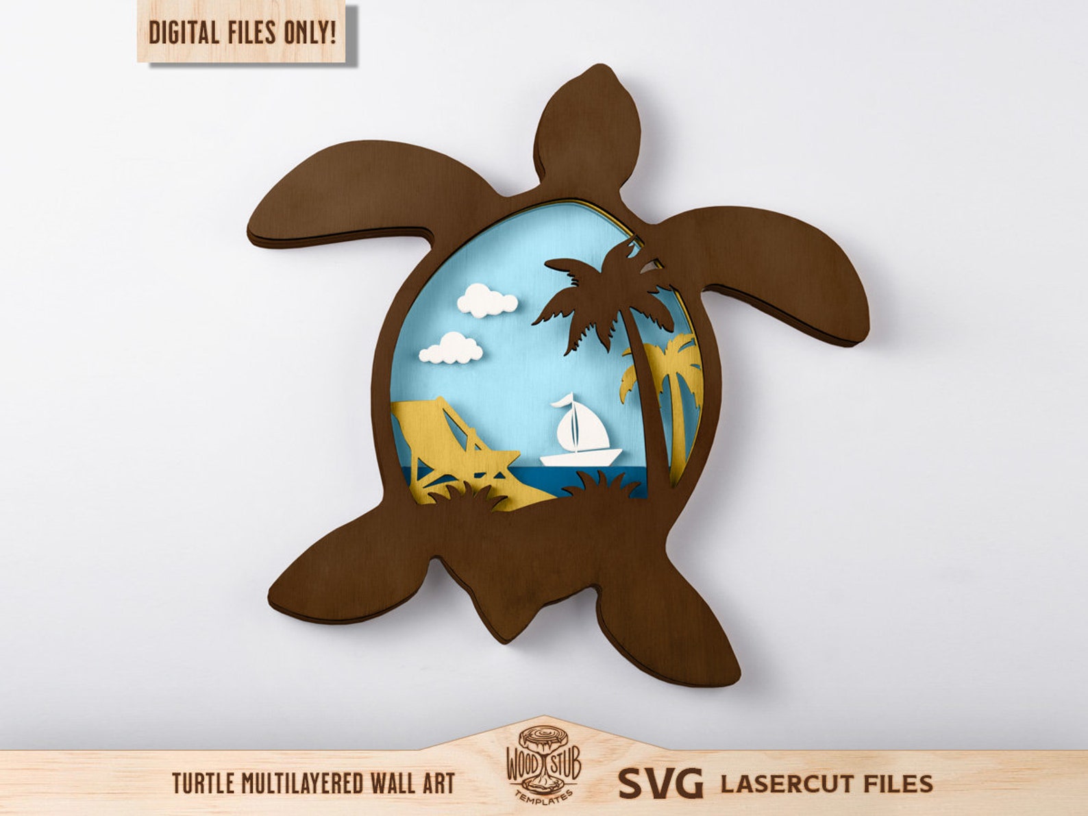 3D Turtle SVG, Layered Turtle SVG, Sea Turtle Svg, Turtle Wall Art ...