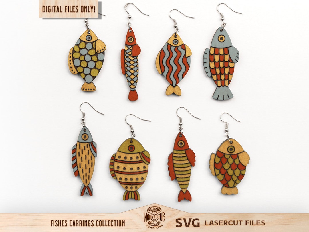 Fishes Earrings Svg, Earrings SVG, Earrings Laser File, Earrings ...