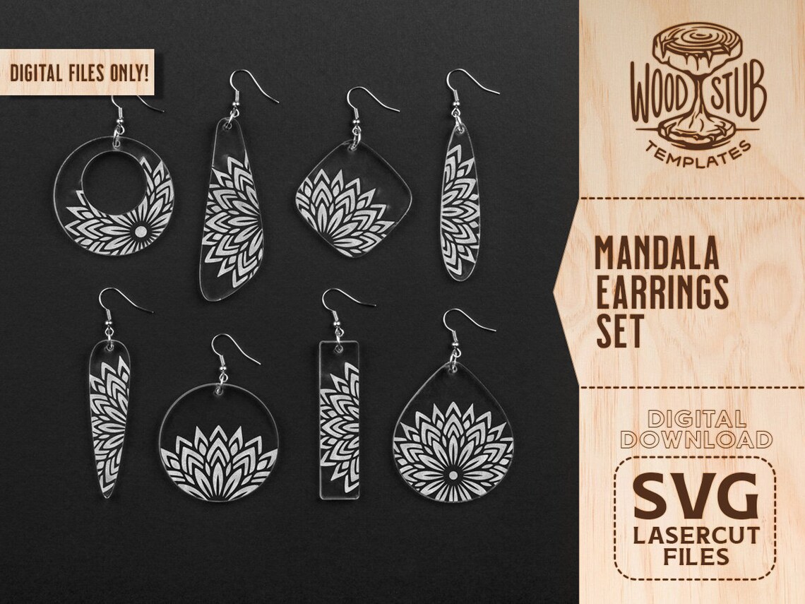 Mandala Earrings SVG Mandala Dangles Earrings SVG Flower - Etsy