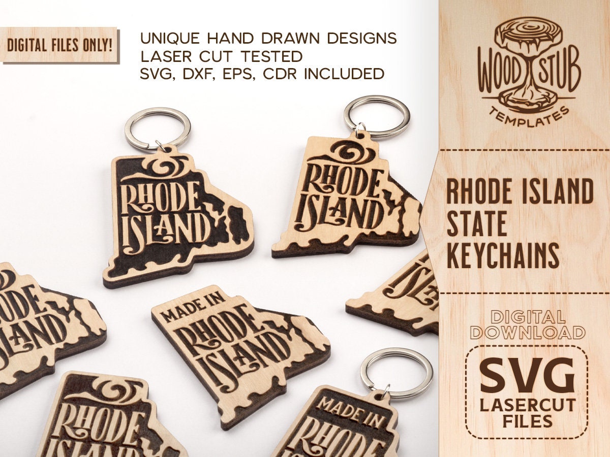 Rhode Island SVG, Rhode Island Keychain SVG, Rhode Island Glowforge SVG ...